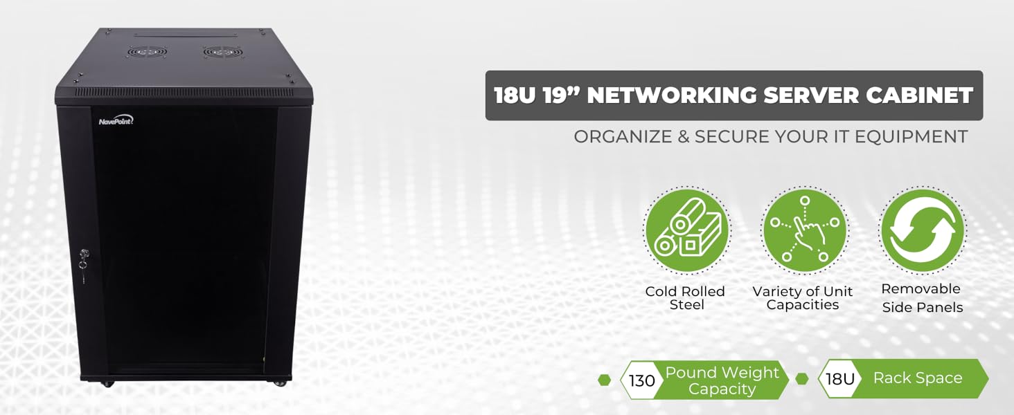 Amazon.com: NavePoint 18U Server Cabinet Wall Mount Rack Enclosure with Caster Wheels, 2 Fans ...