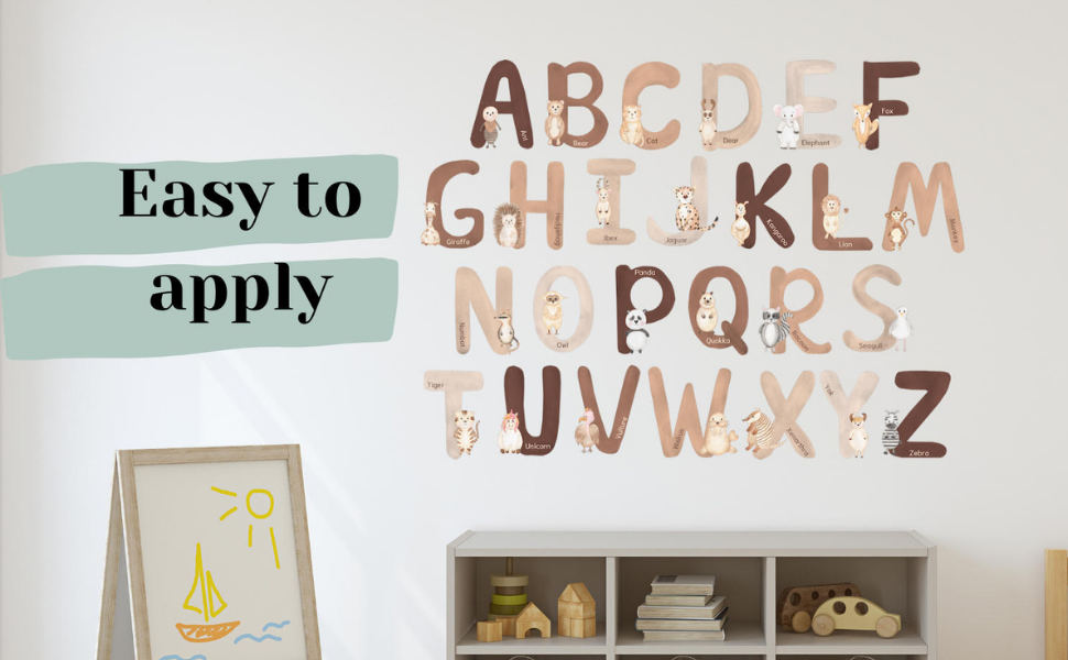 Amazon.com: Extra Large 6 Inch Neutral Animal Alphabet Wall Decals - 26 ...
