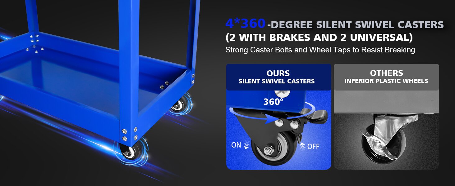 Amazon.com: FITHOIST 3-Tier Rolling Tool Cart, Thickened 440LBS Metal Mechanic Tool Cart on ...