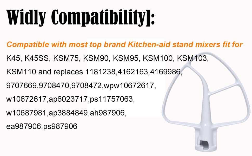 Amazon.com: K45B Flat Beater Replacement for Kitchenaid Stand Mixer, 4.5 QT Coated Beater Mixer ...