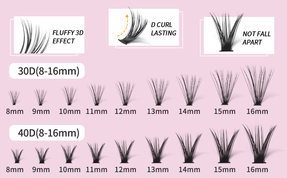 Lash Extension Kit 200pcs DIY Individual Lashes Cluster 40D 9-16mm Mix Individual Lashes Kit D ...