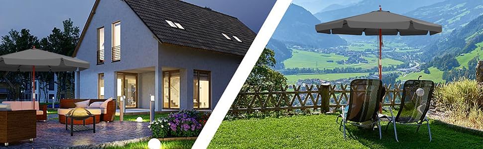 Amazon.de: Kingsleeve® Holz Sonnenschirm 330 cm UV Schutz 80+ Schutzhülle Seilzug Groß Rund ...