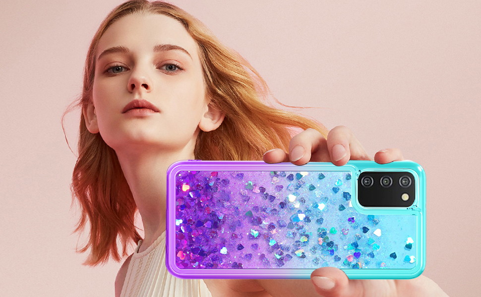 Amazon.com: Guzhthi for Samsung A03S Case: Cute Clear Glitter Flowing Liquid Quicksand Soft TPU ...