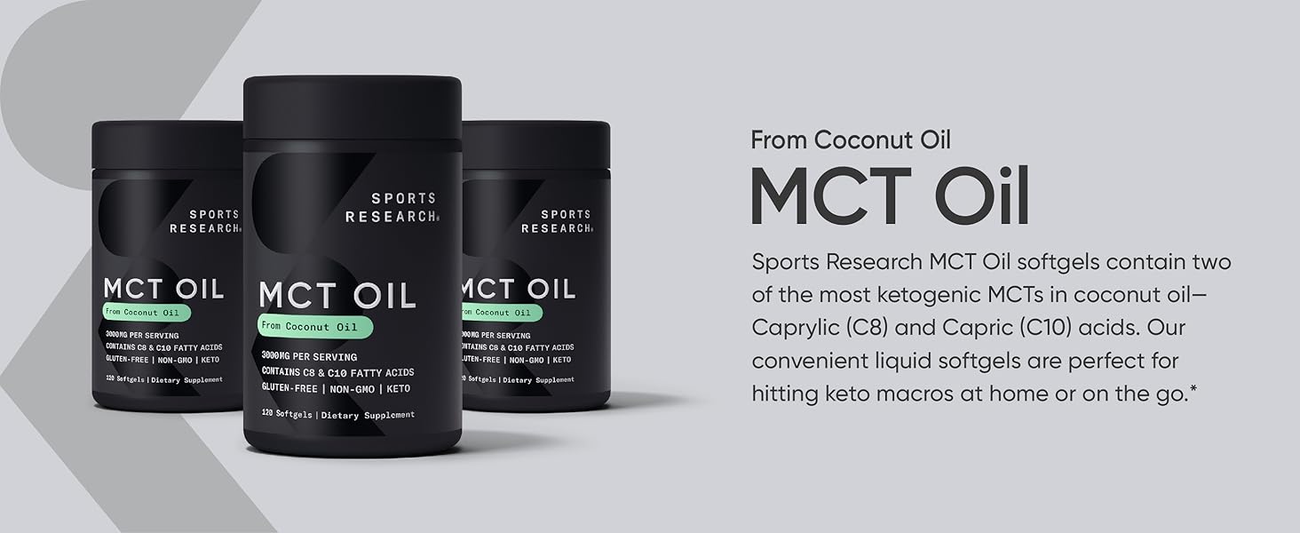 Amazon.com: Sports Research Keto MCT Oil Capsules- Keto Fuel for The Brain & Body | Derived from ...