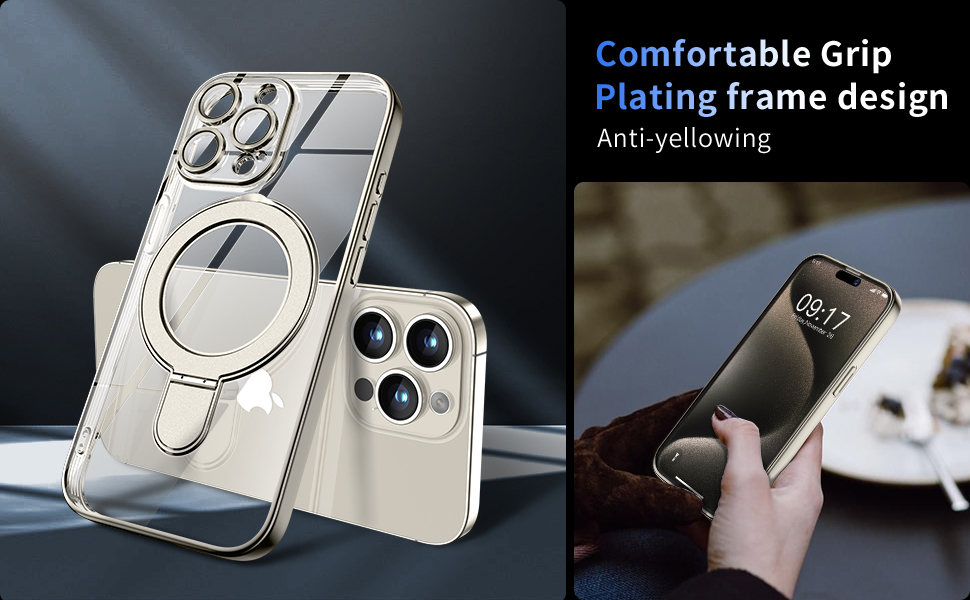 Amazon.com: Pmteyoim Magnetic for iPhone 15 Pro Case with Invisible Stand[Compatible with ...