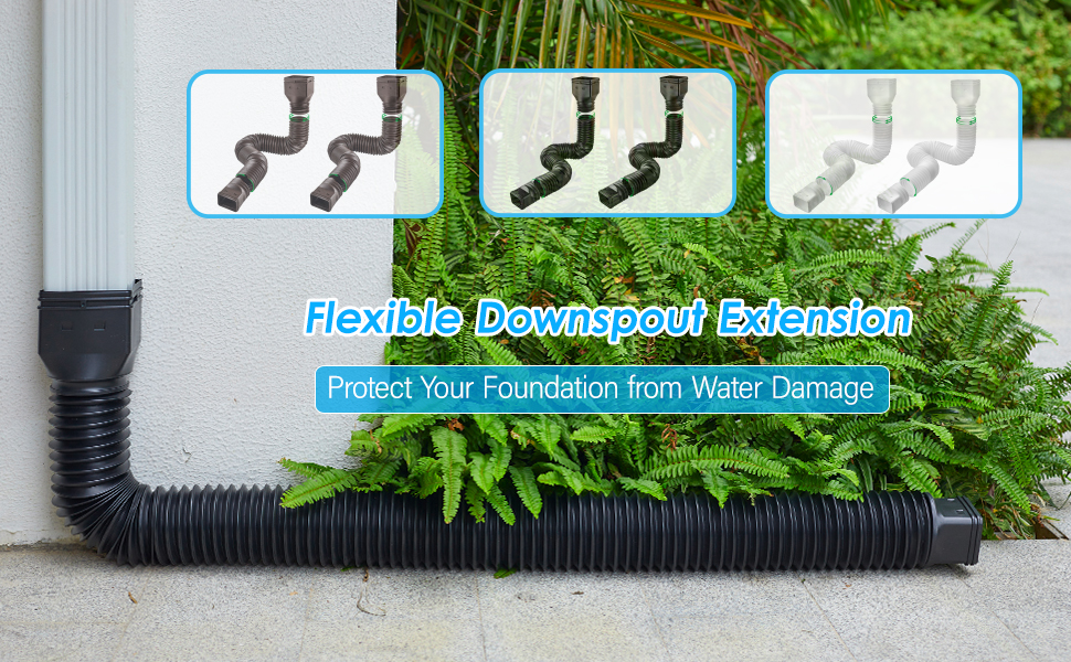 2 Pack Gutter Downspout Extensions, Flexible Rain Gutter Downspout ...