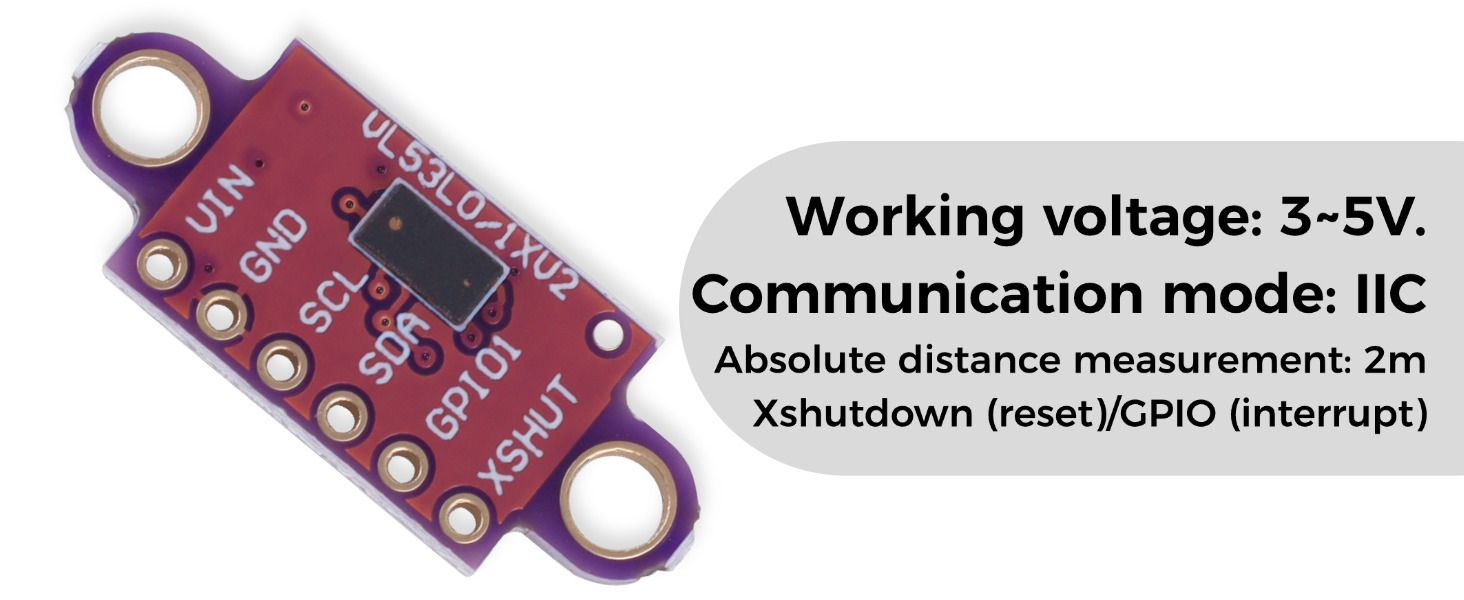 5PCS VL53L0X ToF Sensor, VL53L1X V2 Time of Flight Laser Distance ...