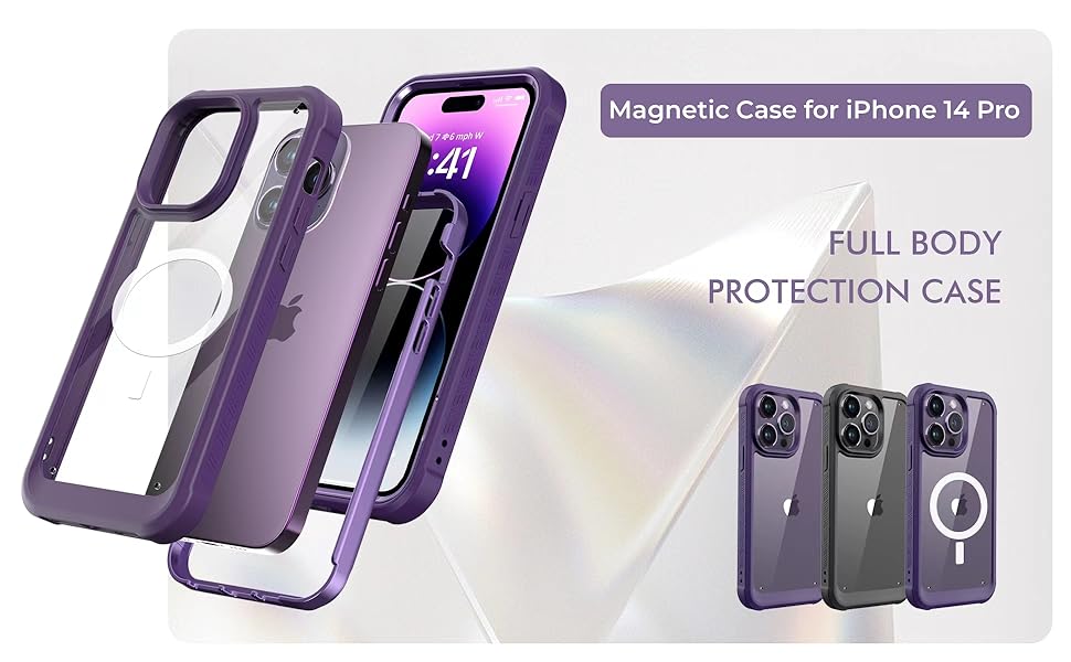 Amazon.com: BANLEA Compatible with iPhone 14 Pro Case, Built-in Screen Protector, with Camera ...