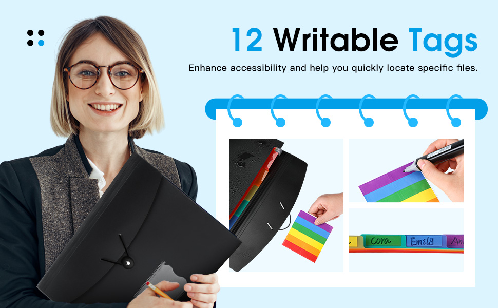 Amazon.com : Glenmal 10 Pcs 7 Pocket File Folders File Organizer Expanding Folder with Labels ...