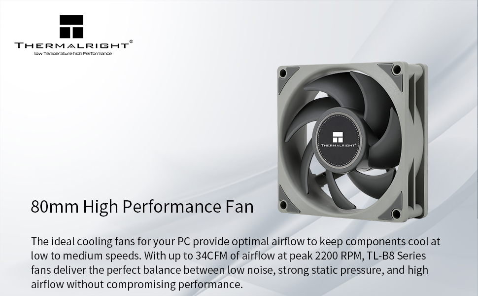 Thermalright TL-B8 CPU Fan Computer Case Fan Quiet 4pin PWM PC Fan, 80mm Silent Cooler Fan ...