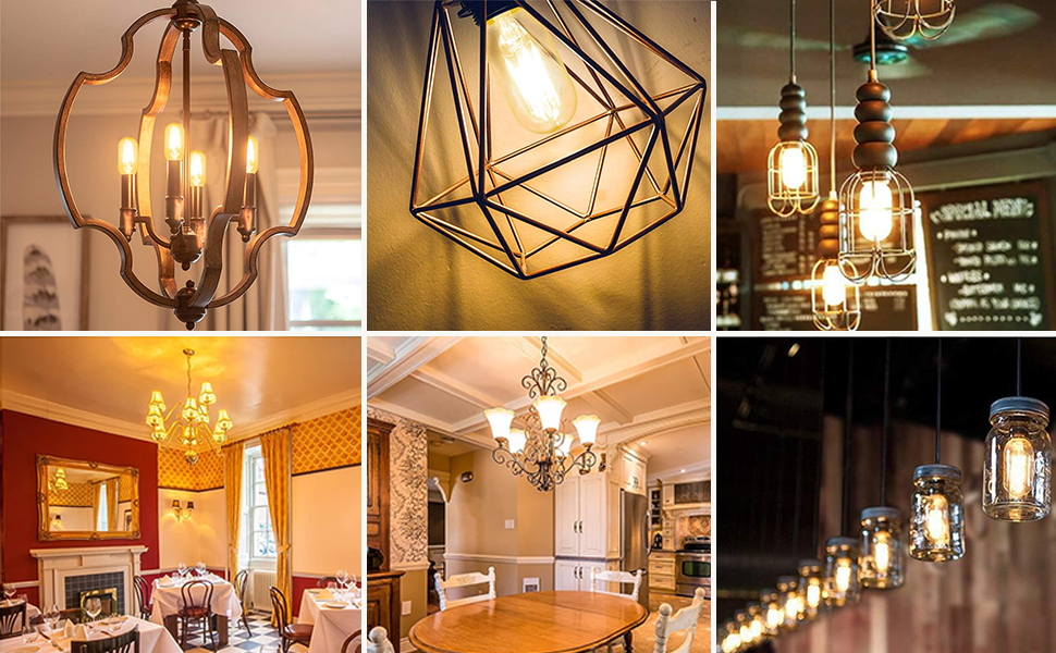 4 Packs LED Edison Vintage Short Tubular Filament Industrial T45 Bulb, 6W, E27 Base, Amber Glass ...