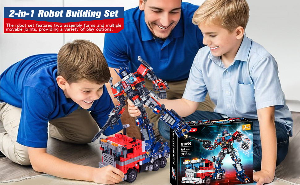 Amazon.com: TIALLOW Transform Sets Robot Building Block Toys，2-in-1 Transforming Mech Truck ...