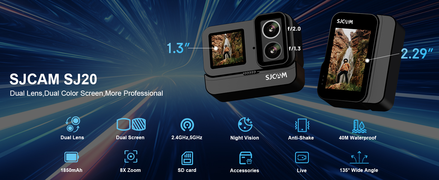 Amazon.com: SJCAM SJ20 Action Camera 4K 20MP HDR Camera with Dual Lens,Dual Screen,Dual ...