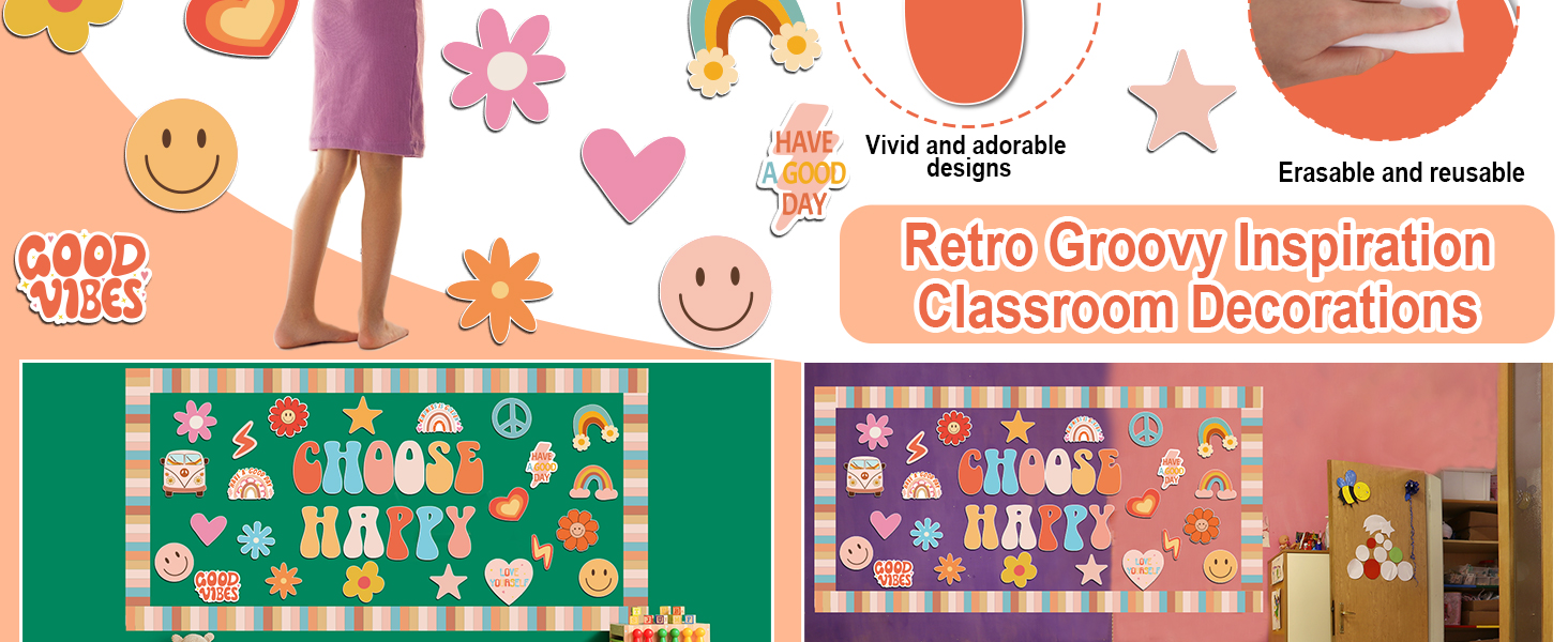 Amazon.com: ZOiiWA Groovy Retro Bulletin Board Decoration Groovy Hippie ...