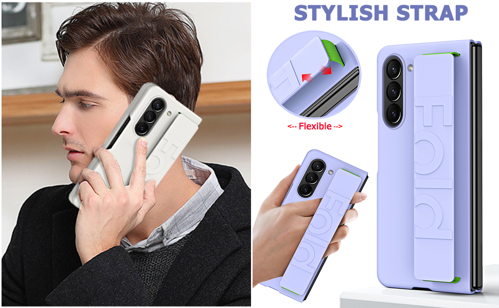 Amazon.com: Ninki Compatible Samsung Galaxy Z Fold 5 Case with Strap, Black, Hard Shockproof PC ...