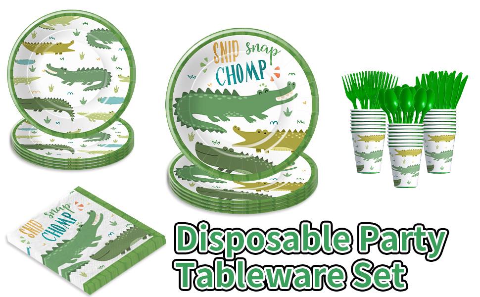 Amazon.com: Xigejob Alligator Party Decorations Tableware- Alligator ...