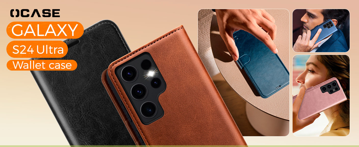 Amazon.com: OCASE Compatible with Galaxy S24 Ultra 5G Wallet Case, PU Leather Flip Folio Case ...