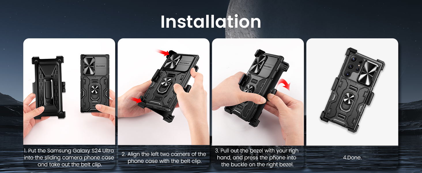 Amazon.com: VEGO for Galaxy S24 Ultra Case with Kickstand, Slide Camera Lens Protector & Rugged ...