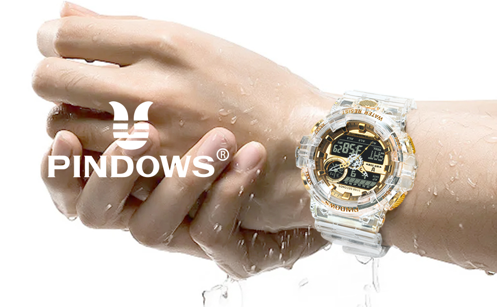 Buy PINDOWS Watch for Men, Digital Sports Watch Outdoor Waterproof Military Digital Watch LED ...