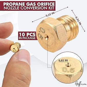 Amazon.com : 10Pcs Brass Jet Nozzle Propane Orifice Kit - Grill Replacement Parts High Pressure ...