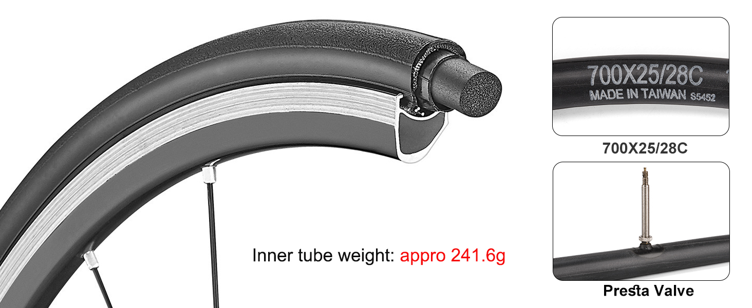 Amazon.com : KONG MING CAR Airbag Bike Tube 700 x 25C 28C - Road Bike Inner Tube Run Flat ...