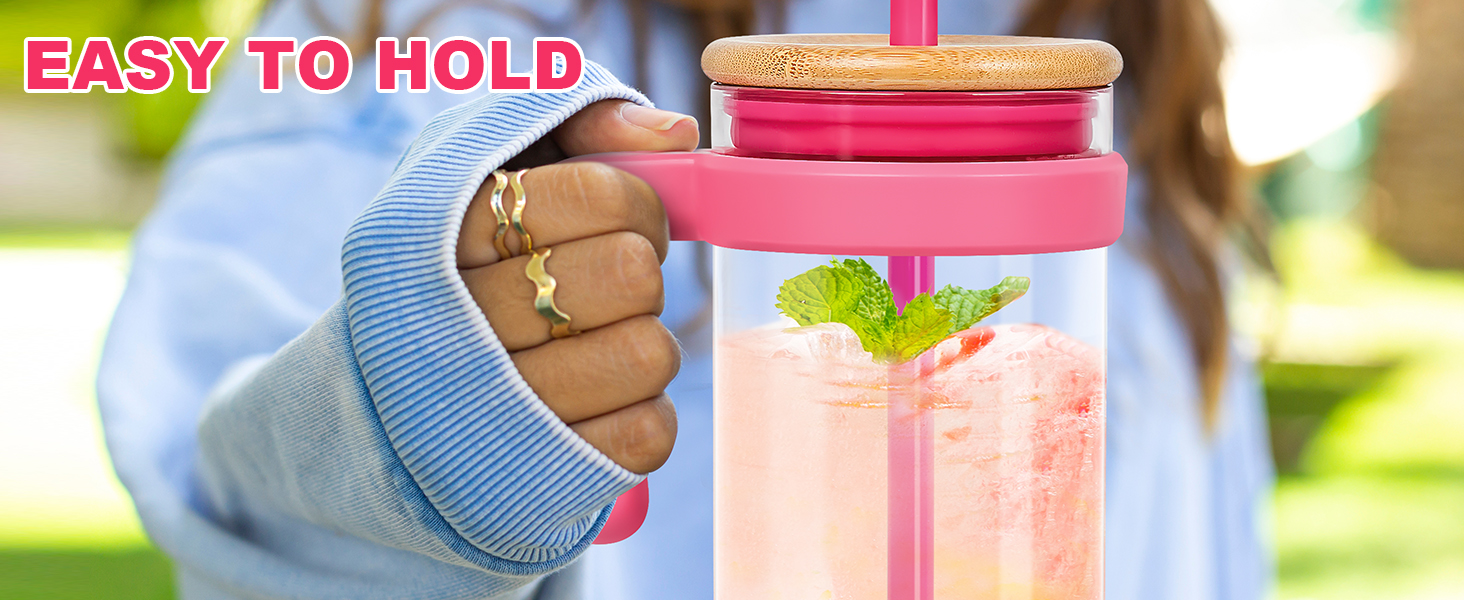 Amazon.com | Luxgola 32 oz Glass Tumbler with Handle, Iced Coffee Cup ...