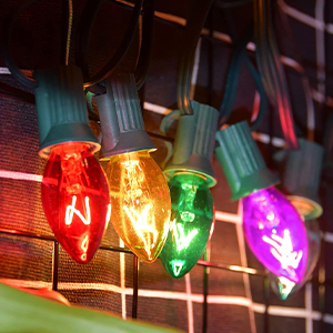 CHYParty 25FT C7 Multicolor Christmas Lights Outdoor, Vintage ...