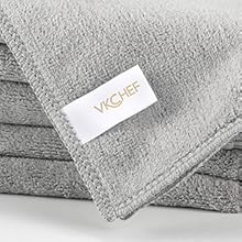 Amazon｜VKCHEF マイクロファイバークロス ふきん 厚手 強力吸水 速乾 クリーニングタオル キッチンタオル 業務用 ぞうきん 洗車 雑巾 食器 窓鏡 台拭き 【10枚 グレー 30 ...