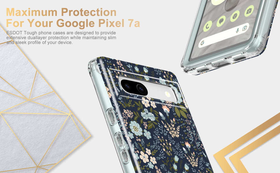 Amazon.com: Esdot for Google Pixel 7A Case with Built-in Screen Protector,Military Grade Rugged ...