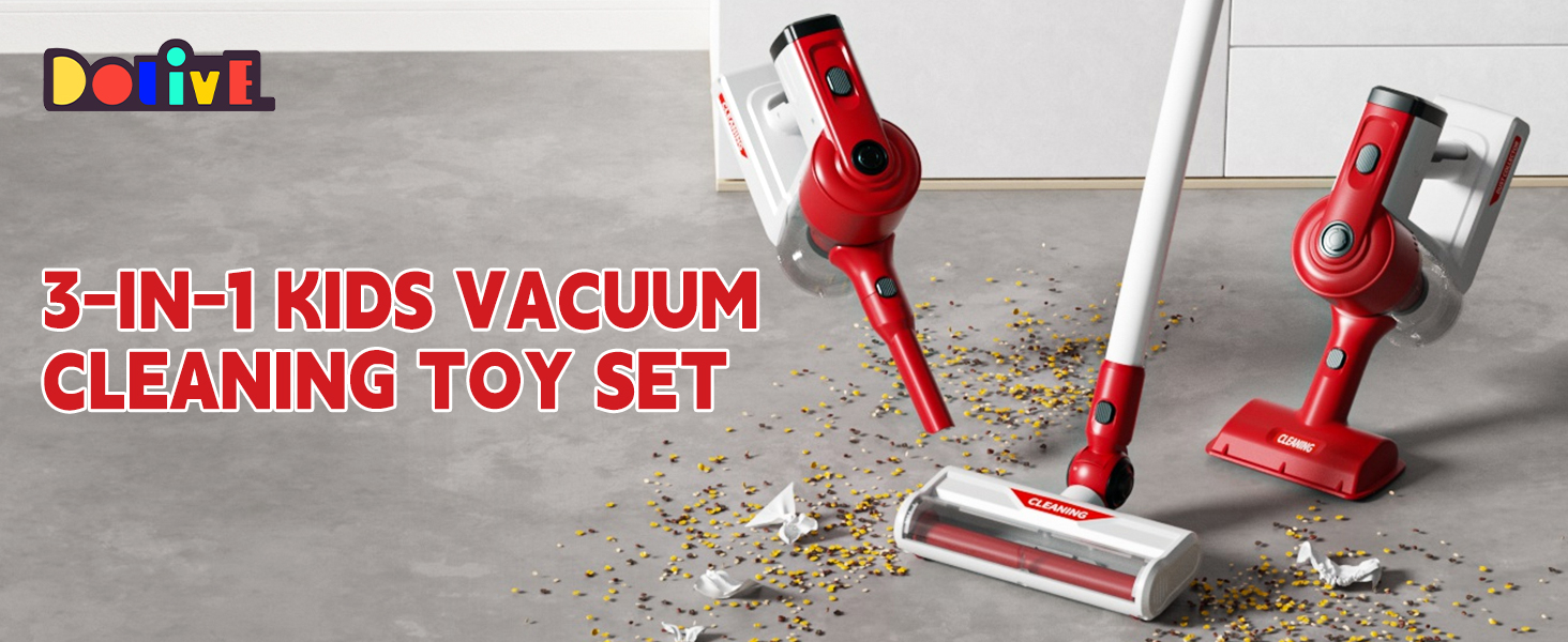 Amazon.com: DOLIVE 3-in-1 Kids Vacuum That Really Works - Electric Vacuum Toy with Lights and ...