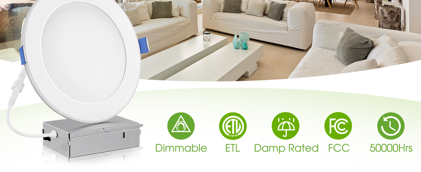 L LOHAS LED 4 Pack 5CCT LED Recessed Lighting 6 Inch with Night Light Mode, 2700K/3000K/3500K ...