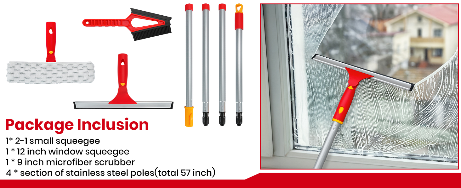 Amazon.com: Window Cleaning Kit with Rotatable Squeegee and Microfiber Scrubber Window Cleaner ...