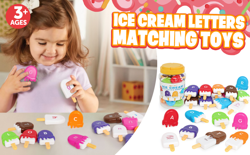 Amazon.com: kizh Alphabet Learning Toys Matching Letter ABC Fine Motor Toy Double-Side Ice Cream ...