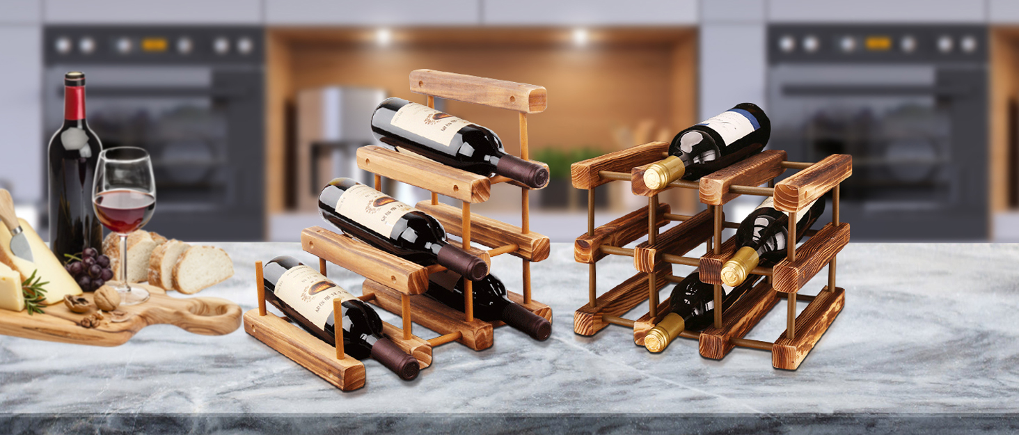 Amazon.com: IWNTWY Wine Rack, 12 Bottles 3-Tier Free Standing Wine Racks, Bamboo Wine Rack ...