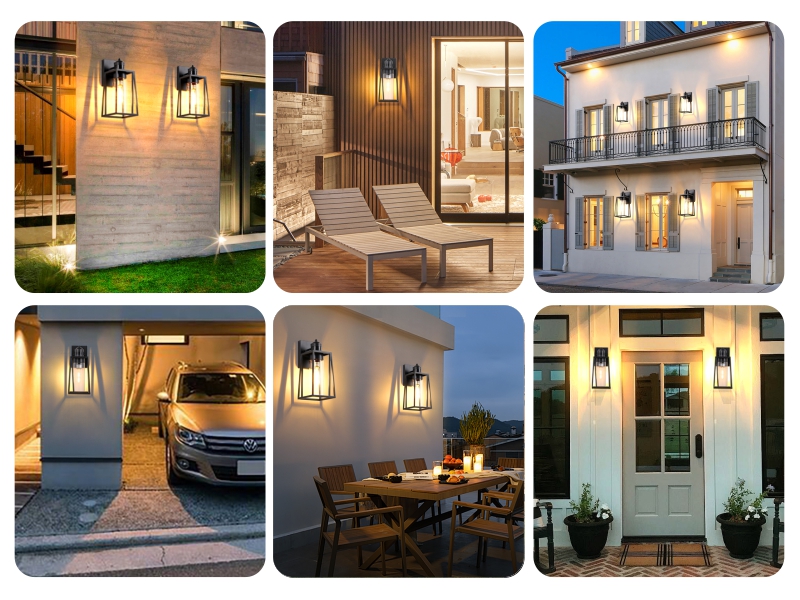 DAKAFUL 2-Pack Motion Sensor Outdoor Wall Lights, Large Size Dusk to Dawn Exterior Light ...