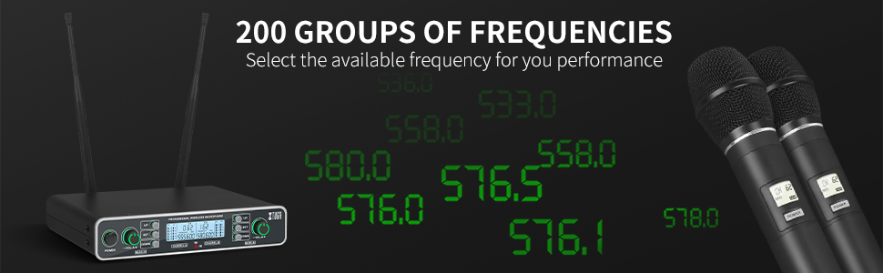 Amazon.com: XTUGA 2x100 Channel UHF Wireless Microphone System,Dual Wireless Mics Dynamic ...