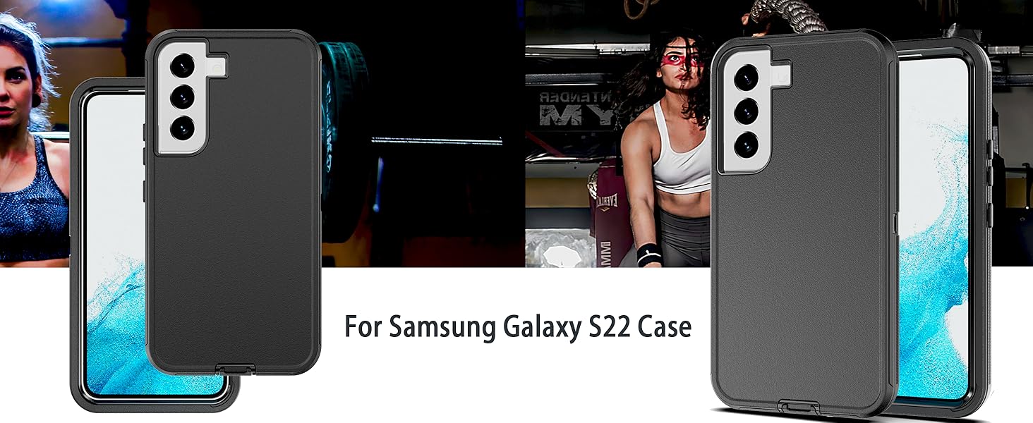 for Samsung S22 Case Galaxy S22 Case with Soft TPU Film Screen Protector,3 in 1 Shockproof TPU ...