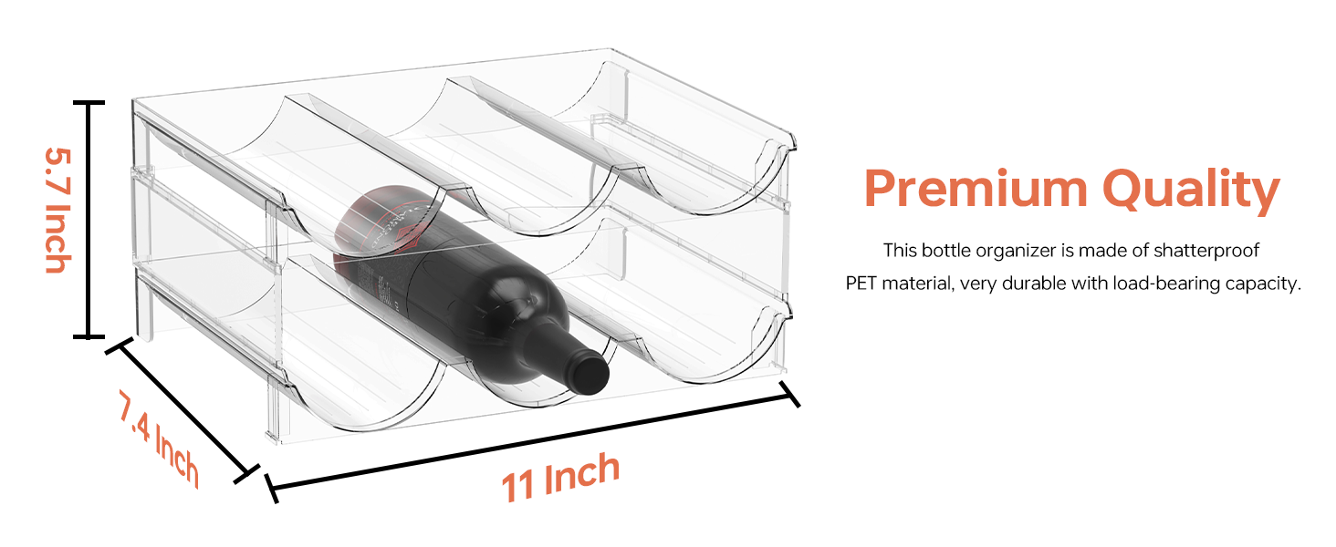 Amazon.com: mumianshu 2 Tier Plastic Stackable Wine Rack for Refrigerator, Large Capacity Water ...