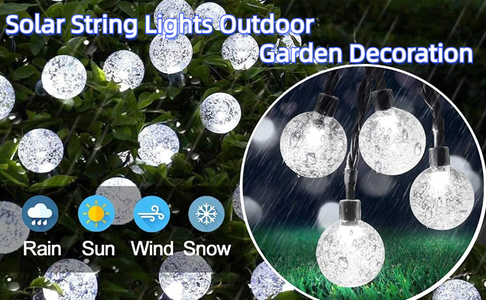 Oreunik 8 Mode 7M/24Ft 30 LED Crystal Ball Outdoor Solar Powered String ...