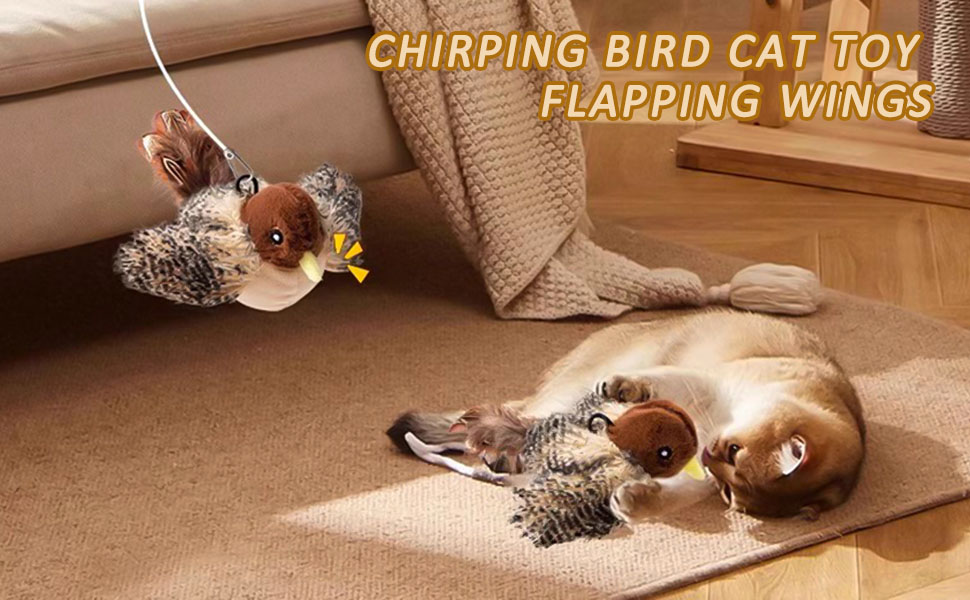 Amazon.com: Interactive Chirping Bird Cat Toy, Flying Interactive Flapping Chirping, Bird Cat ...
