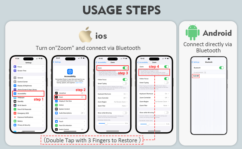 Amazon.com: Wireless Camera Remote Control with Zoom in/Out for Android & iPhone,Versatile ...
