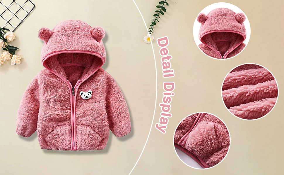 Amazon.com: Baby Boys Girls Fleece Jacket with Hood Zip Up Toddler Cute Bear Coats for Infant ...