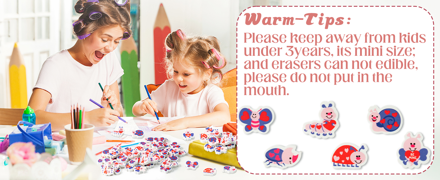 BeYumi 60Pcs Cute Insect Mini Erasers for Kids Novelty Pink Red Purple ...