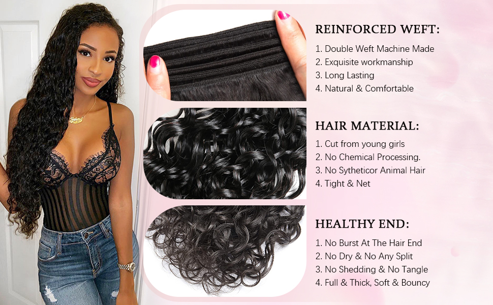 Amazon.com : Gemmrnny Deep Water Wave Bundles Human Hair, Premium 14 16 18 Inch Human Hair ...