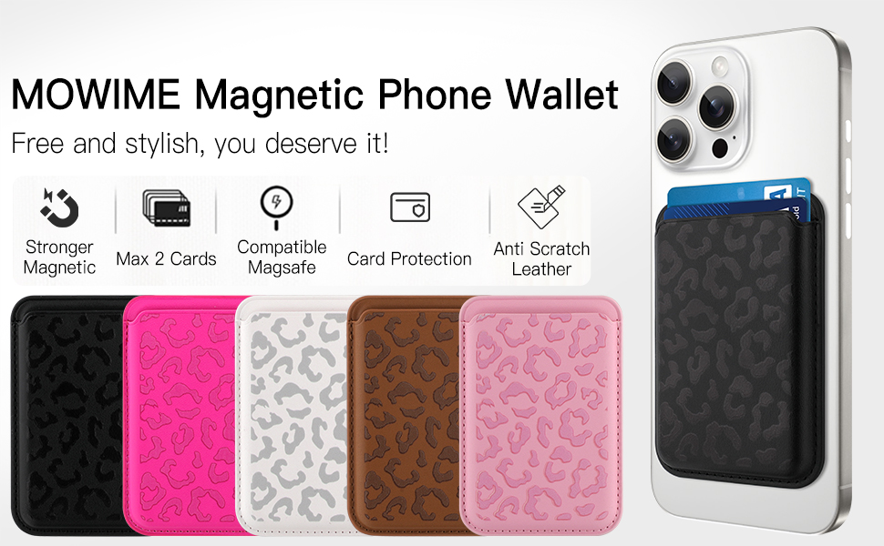 Amazon.com: MOWIME Compatible with MagSafe Wallet, Cute Cheetah Print Pattern for Women Girls ...