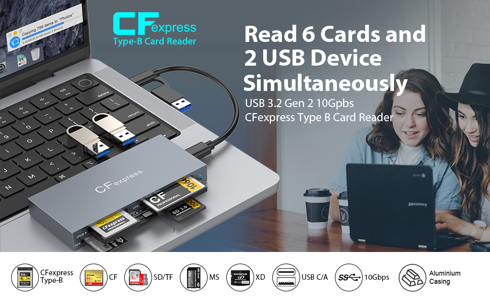 Amazon.com: 8 in 1 CFexpress Type B Card Reader, Multi CF Express Card ...