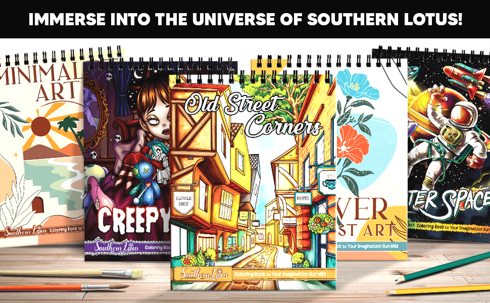 Amazon.com: SOUTHERN LOTUS Vintage Inspired Spiral Coloring Book for Adults: Relaxing Landscapes ...