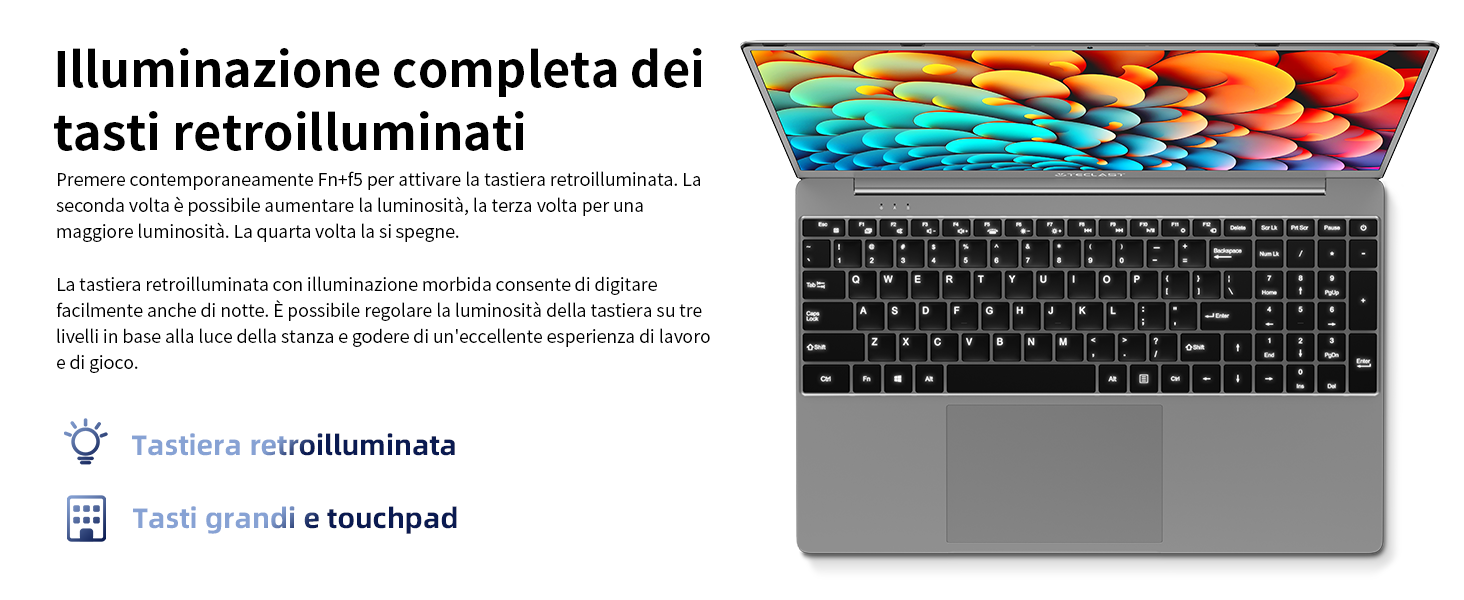 TECLAST Computer portatile da 15,6 pollici, PC portatile F16Pro, 16 GB + 512 GB, Intel N95 ...