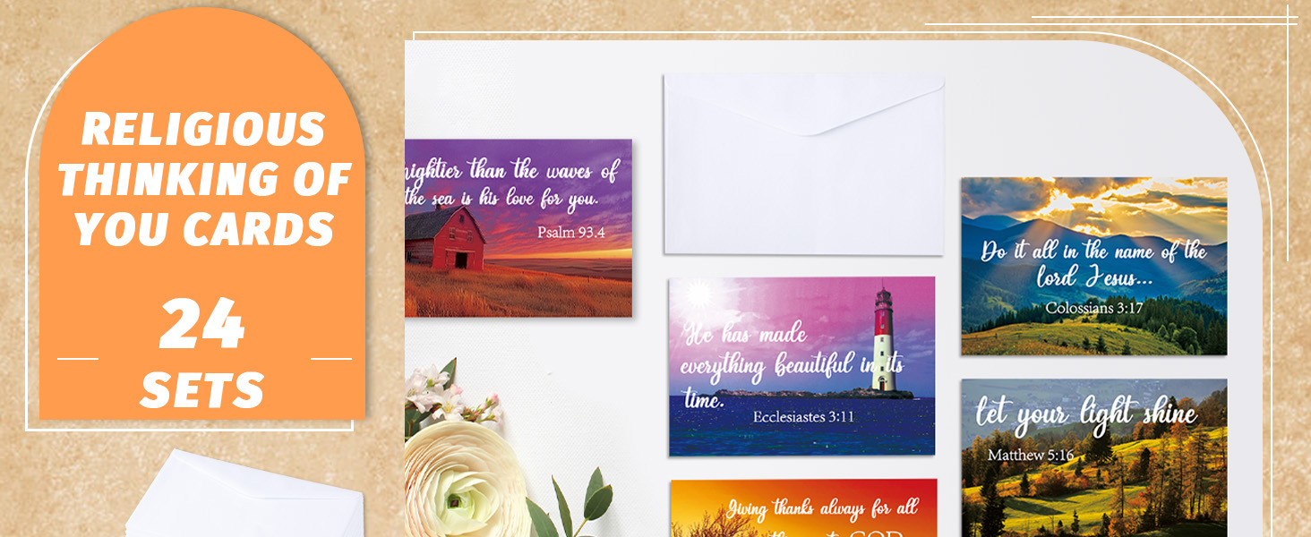 Amazon.com: 24 Sets Religious Thinking of You Cards Bulk with Envelopes Christian Inspirational ...