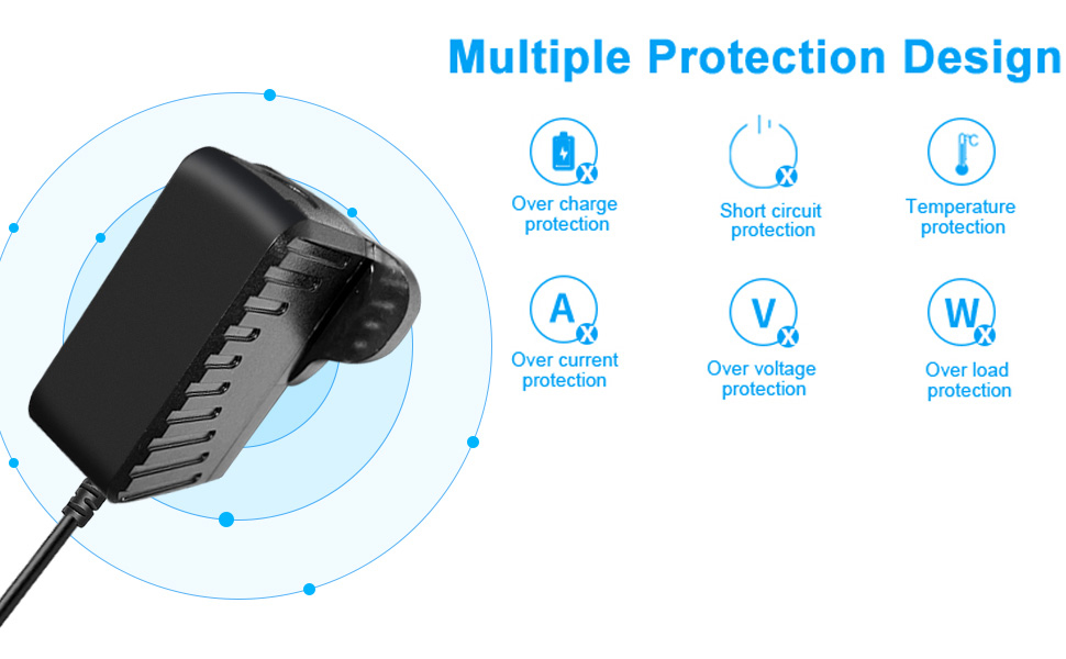 9V Power Supply 1.5A AC Adapter, 9Volt DC Cable Cord Transformer UK ...